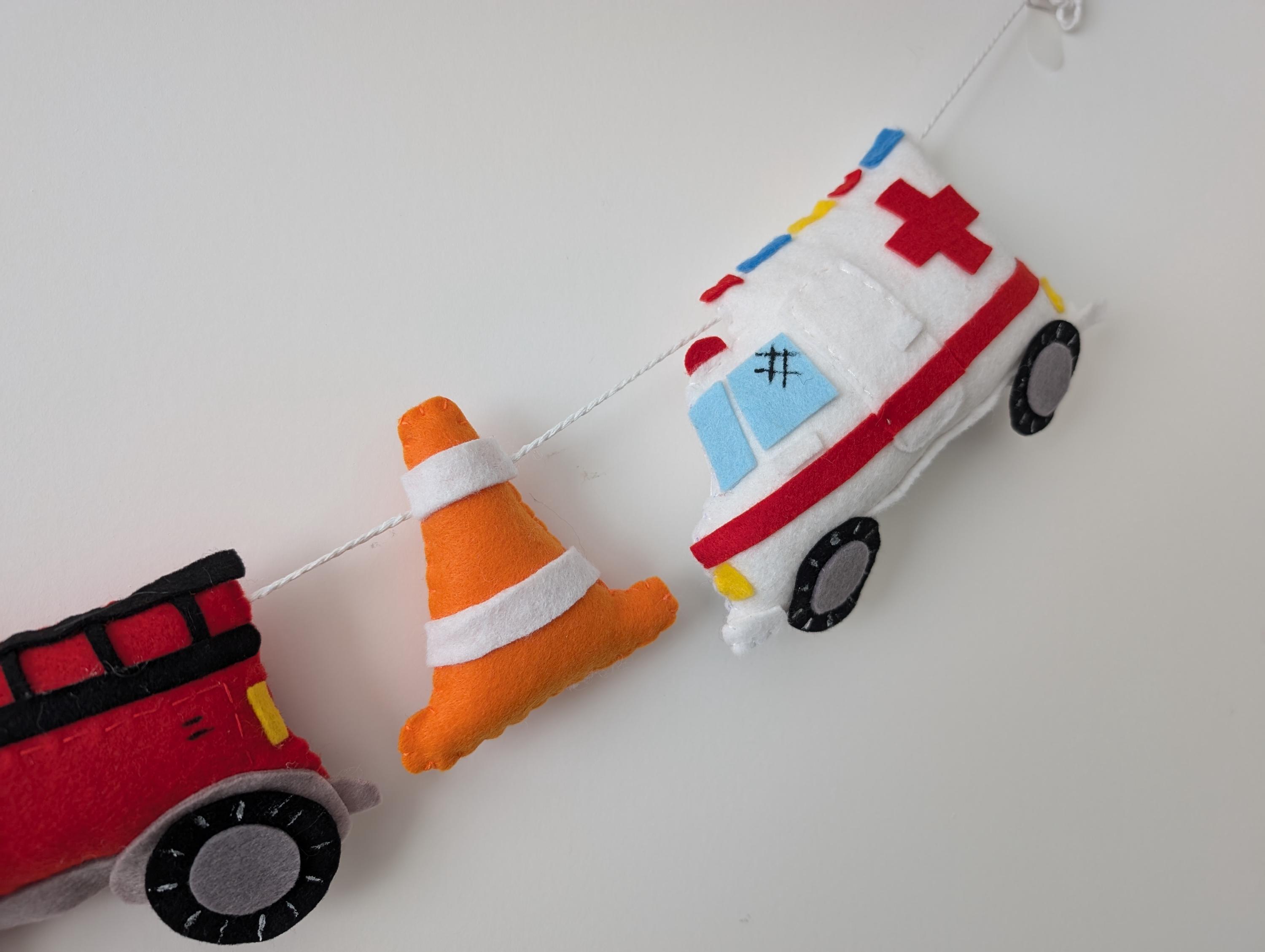 Felt Rescue Vehicle Garland, Felt Car Bunting, Boys Decor, Boys Room ...
