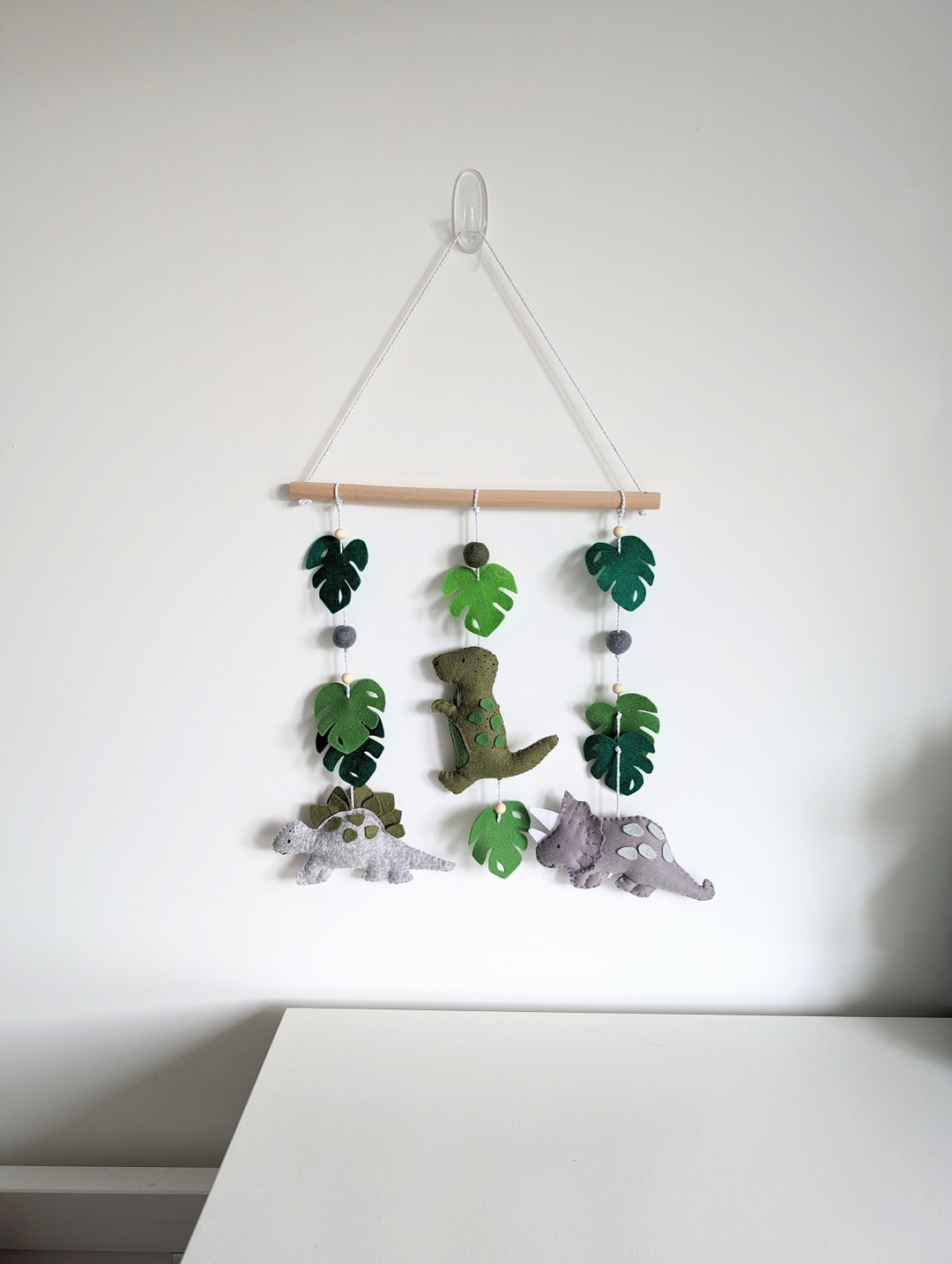 Dinosaur Wall Hanging, Dinosaur Bedroom Decor, Felt Dinosaur Decor ...