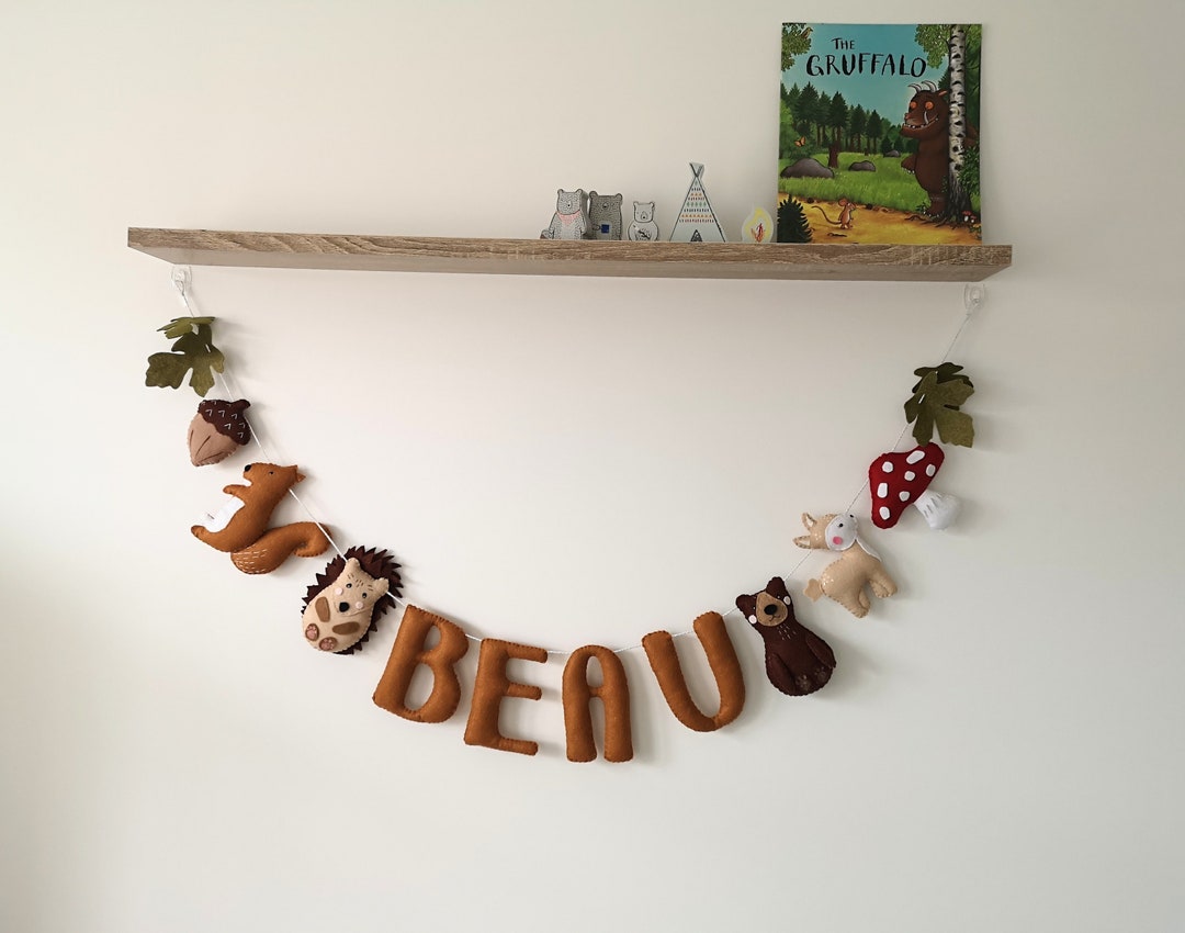 Woodland Name Garland, Woodland Theme Bedroom Decor, Forest Decor, Felt ...