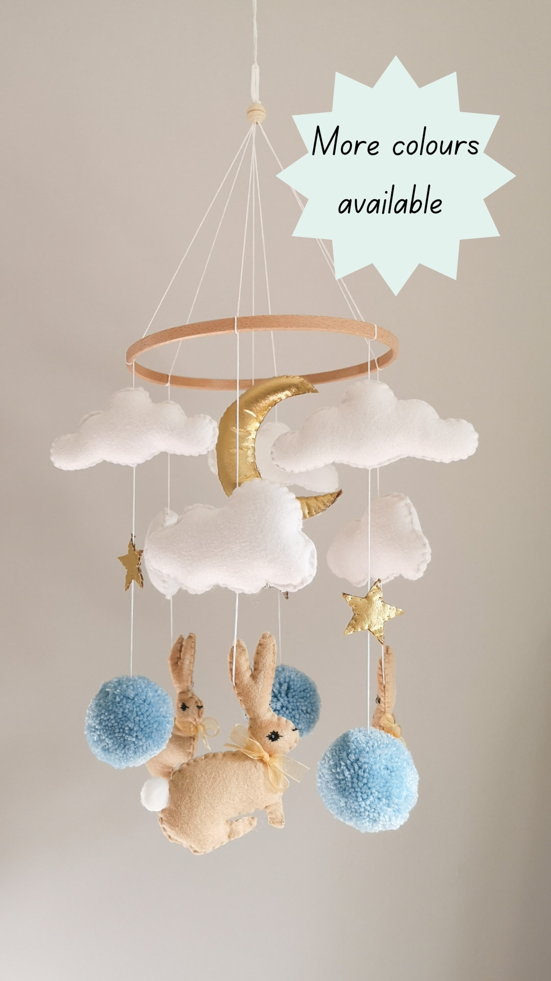 Cloud Bunny Mobile, Rabbit Nursery Decor, Cot Mobile, Bunny Baby Shower ...