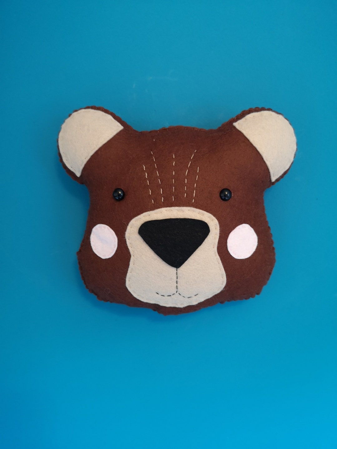 Woodland Felt Bear Head, Animal Heads Kids Room, Stuffed Toy Bear Head ...