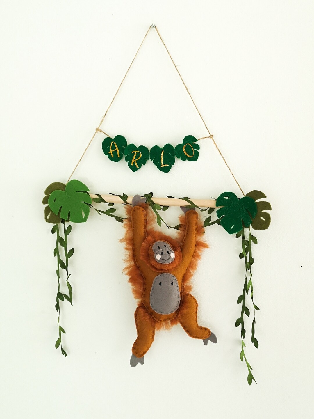 Orangutan Nursery Decor, Monkey Wall Hanging, Name Door Sign, Jungle ...
