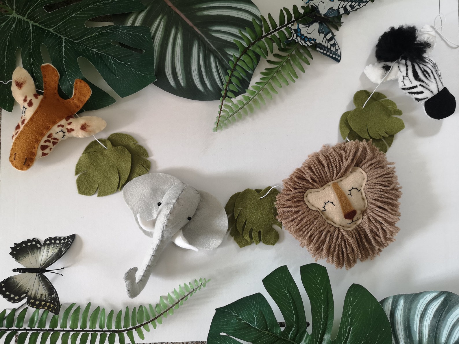 Safari Garland, Safari Wall Decor, Jungle Nursery Decor, Felt Safari ...