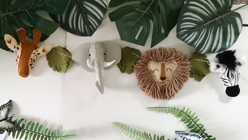 Safari Garland, Safari Wall Decor, Jungle Nursery Decor, Felt Safari ...