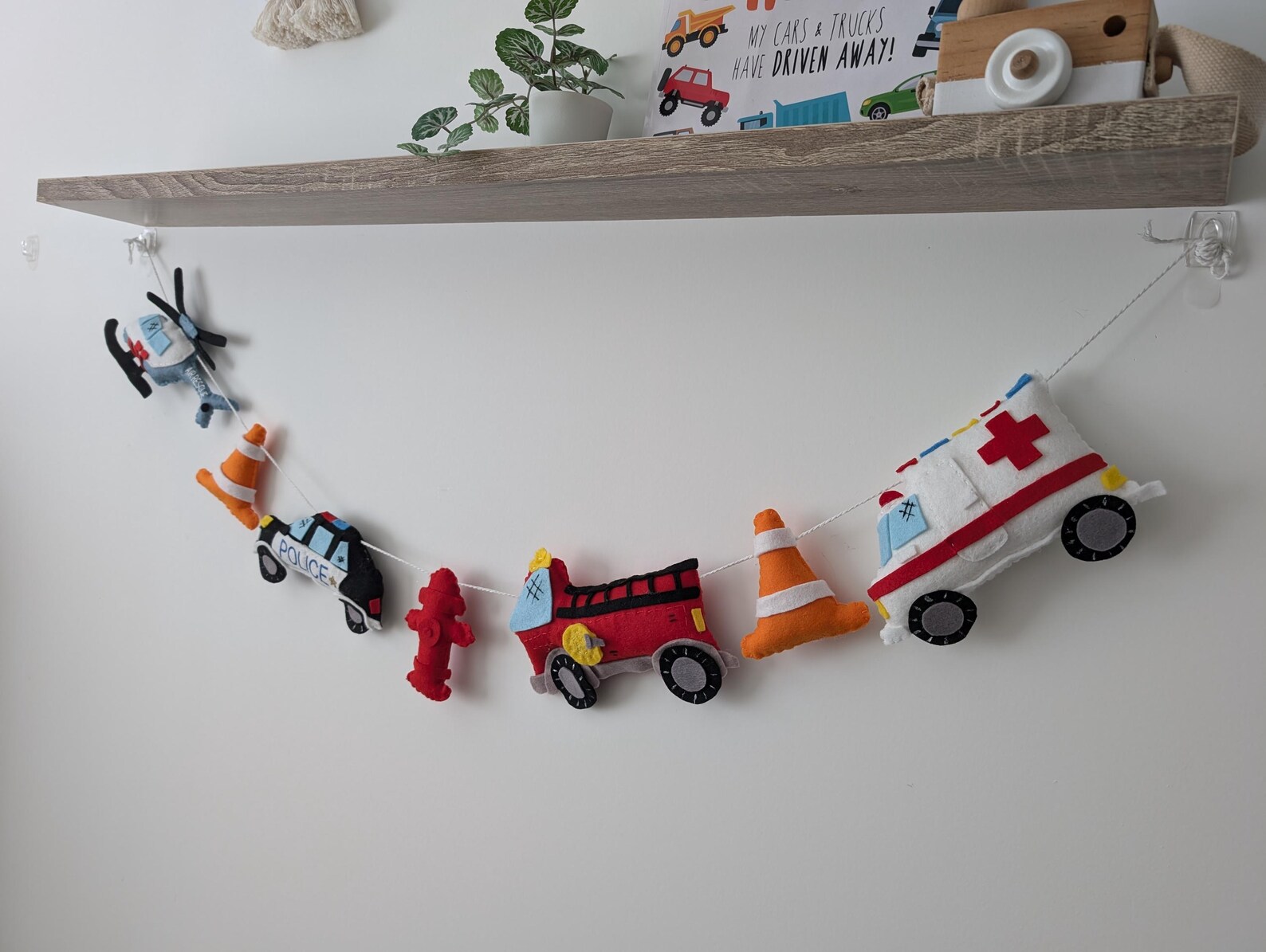 Felt Rescue Vehicle Garland, Felt Car Bunting, Boys Decor, Boys Room ...