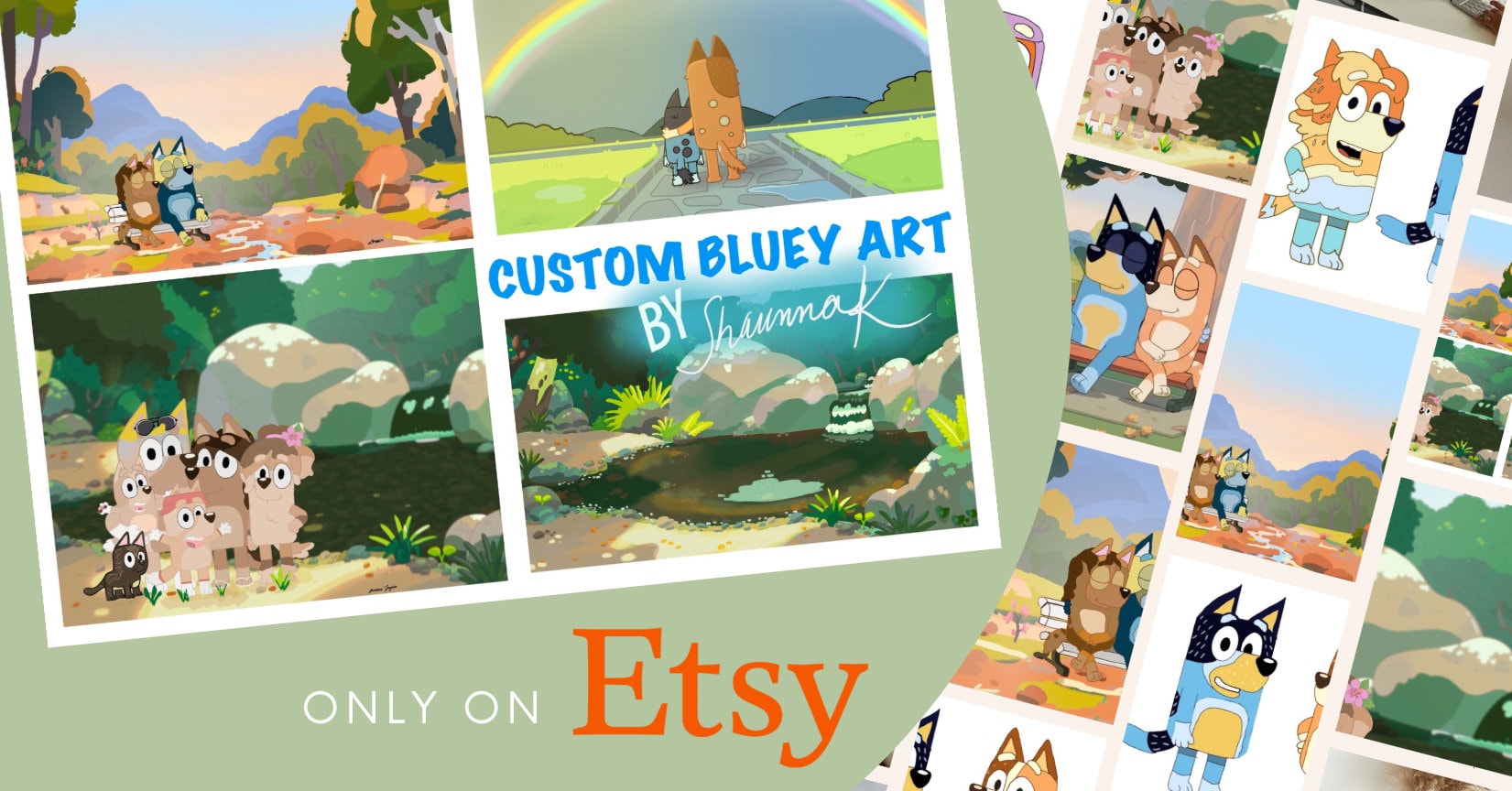 Custom Bluey Style Artwork - Etsy