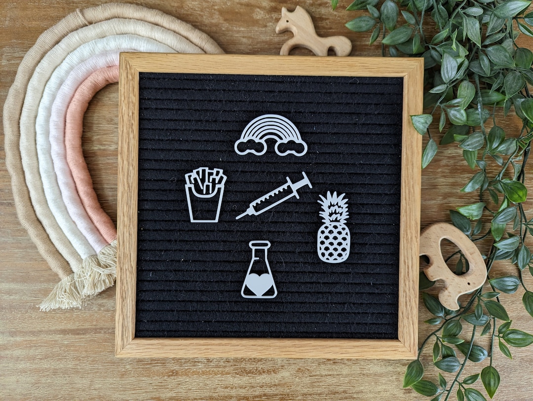 IVF Letter Board Icons - French Fries Pineapple Shot Rainbow, Test Tube ...