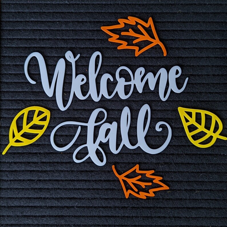 Welcome Fall Sign Letter Board Icons Falling Leaves Autumn - Etsy