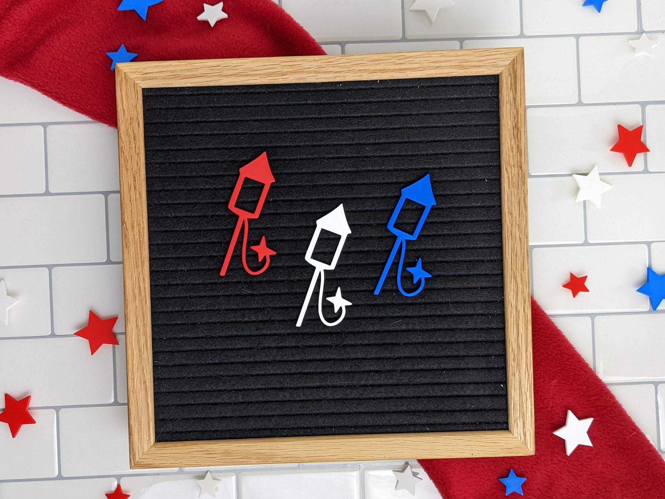 4th of July Firework Rocket Letter Board Icon - American, Patriotic ...
