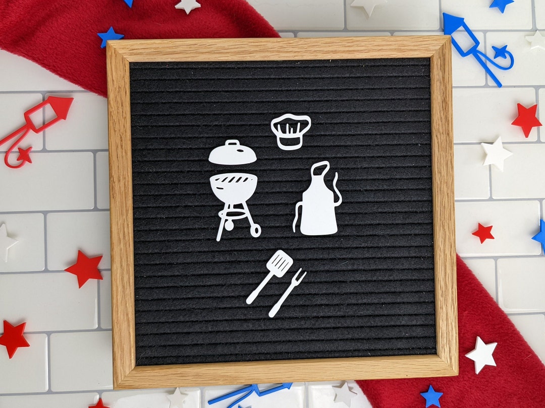 Grill Cookout Letter Board Icons - Grill, Apron, Chef Hat - Summertime ...