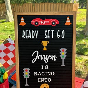 Race Car Letter Board Icon - Classic Car - Winners Cup - Checkered Flag ...