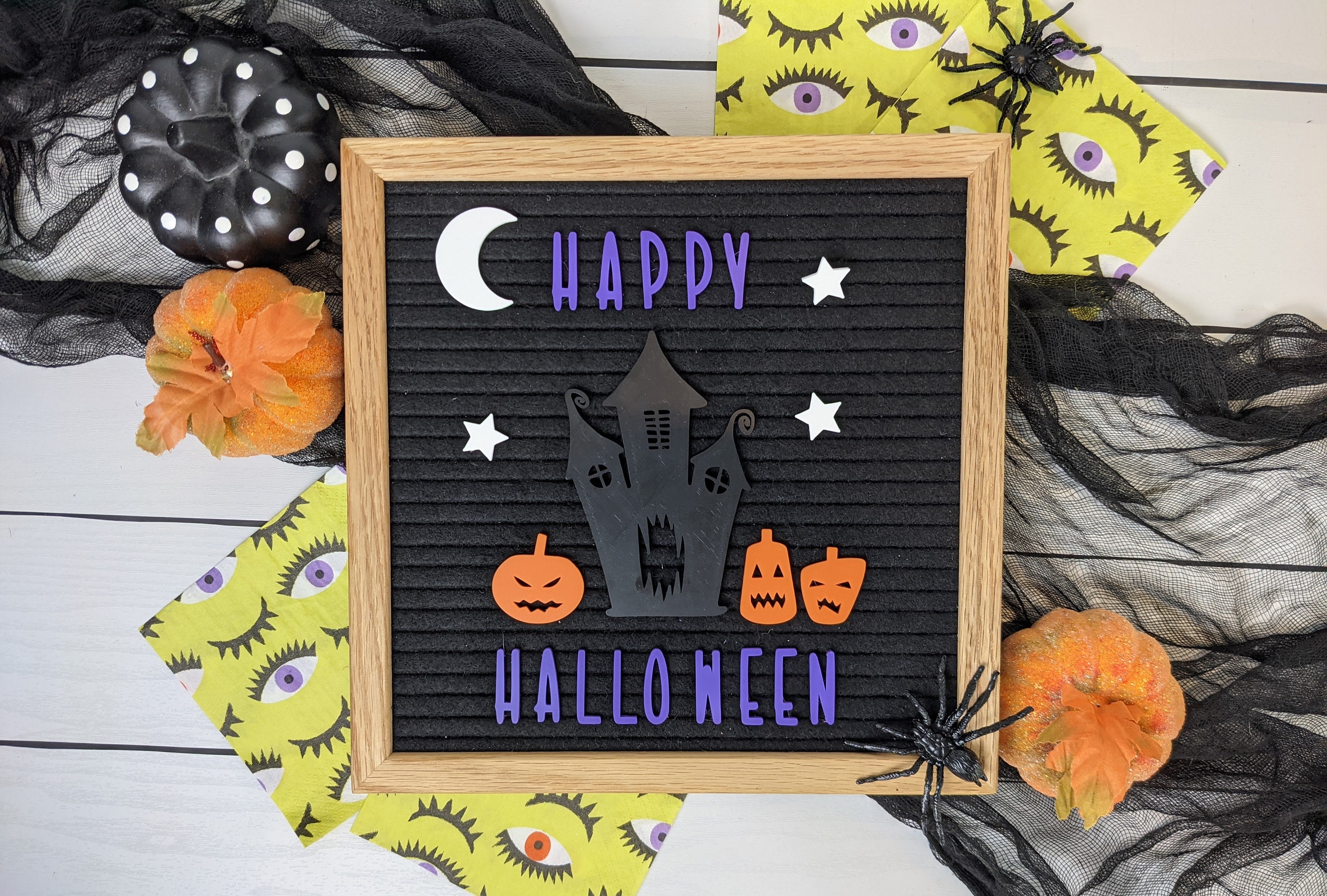 Haunted House Letter Board Icons / Moon and Stars / Happy Halloween ...