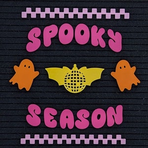 Spooky Season Reto Letter Board Icons - Pink Groovy Ghost - Disco Ball ...