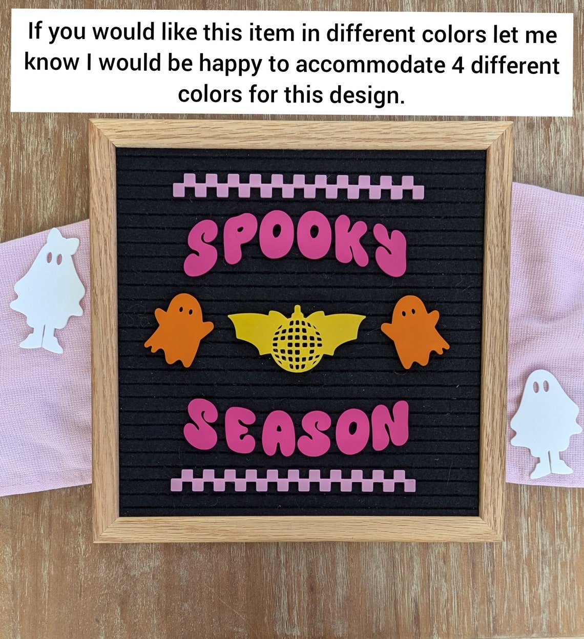 Spooky Season Reto Letter Board Icons - Pink Groovy Ghost - Disco Ball ...