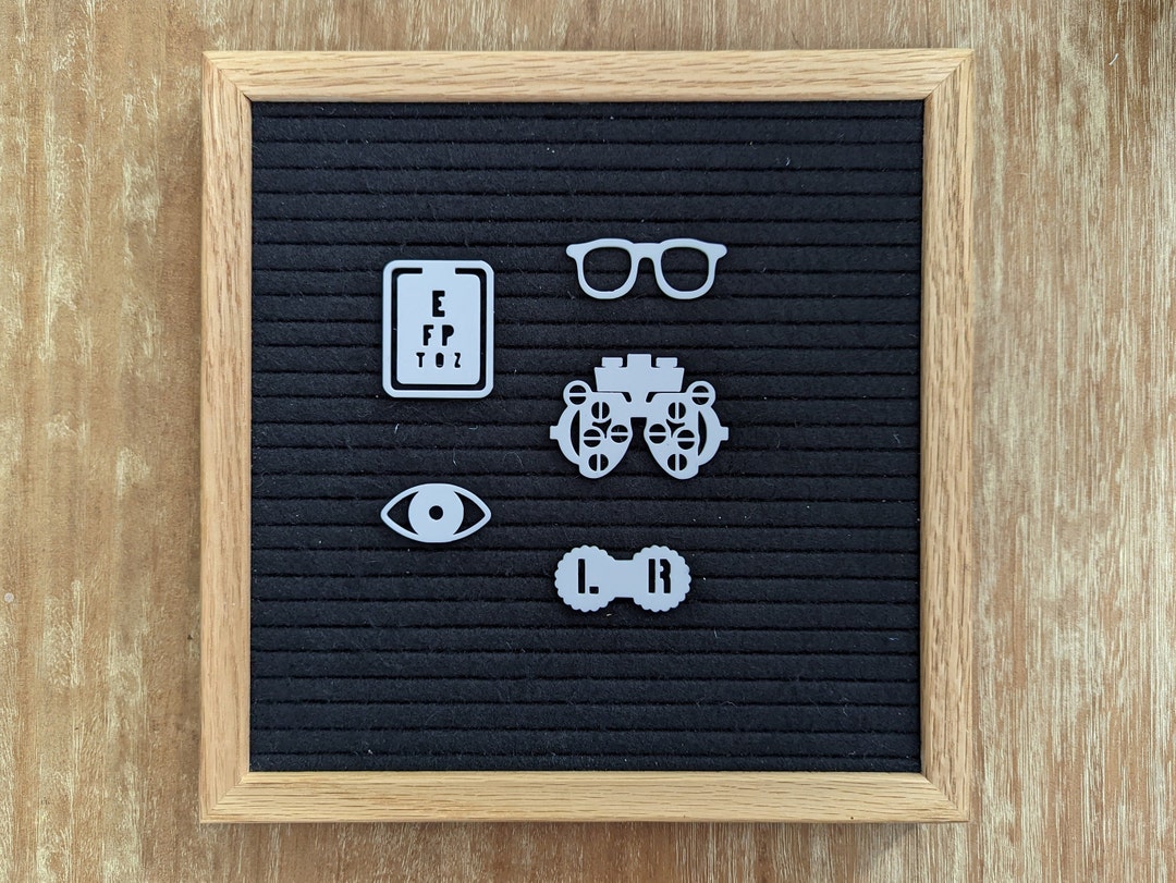 Optometry Letter Board Icons - Phoropter, Glasses, Contact Case, Eye ...