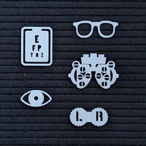Optometry Letter Board Icons - Phoropter, Glasses, Contact Case, Eye ...