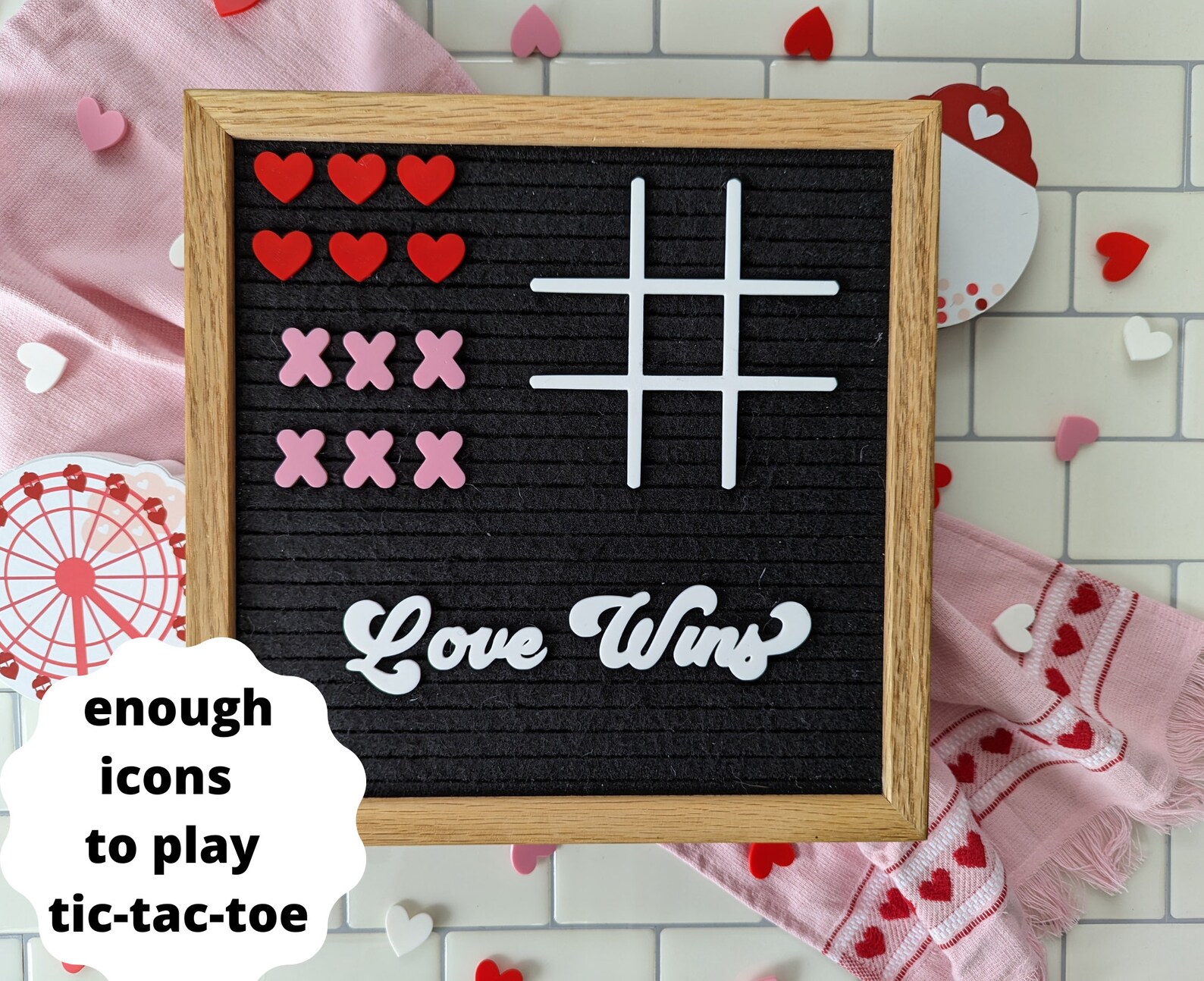 Tic-tac-toe Letter Board Icons Happy Valentine's Day Hugs and Kisses ...