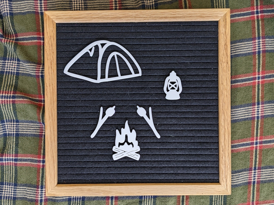 Camping Letter Board Icons - Tent, Campfire, S'mores, Lantern ...