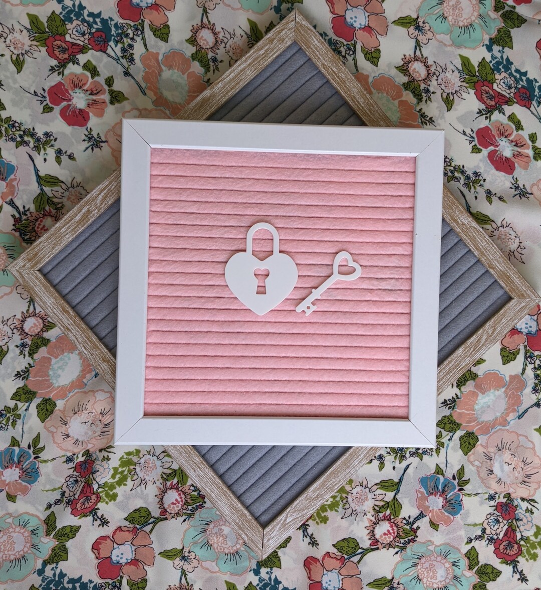 Heart Lock and Key Letter Board Icons - Happy Valentine's Day - Cupid ...