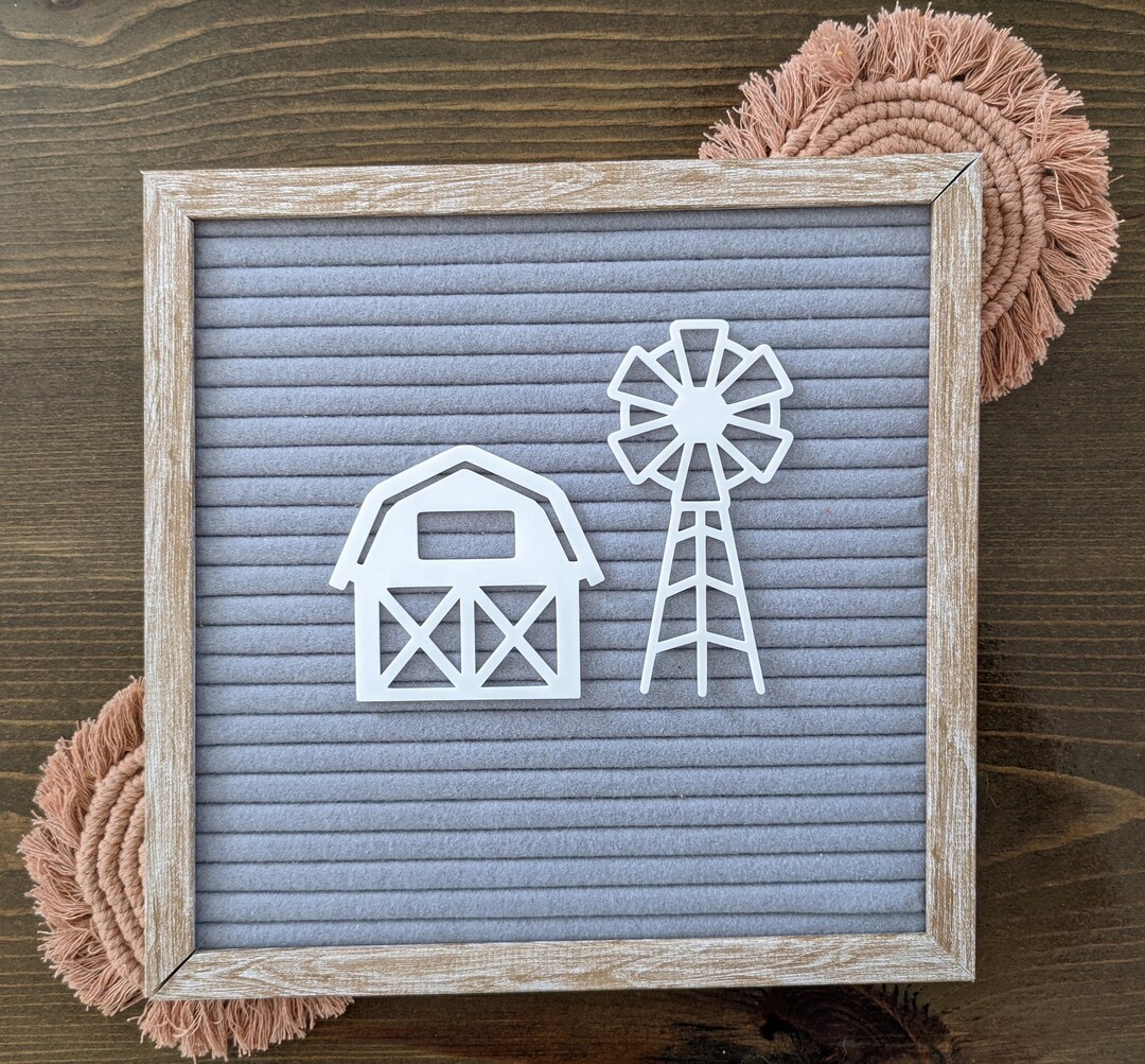 Barn and Windmill Letter Board Icons / Farmhouse, Ranch, Garden ...