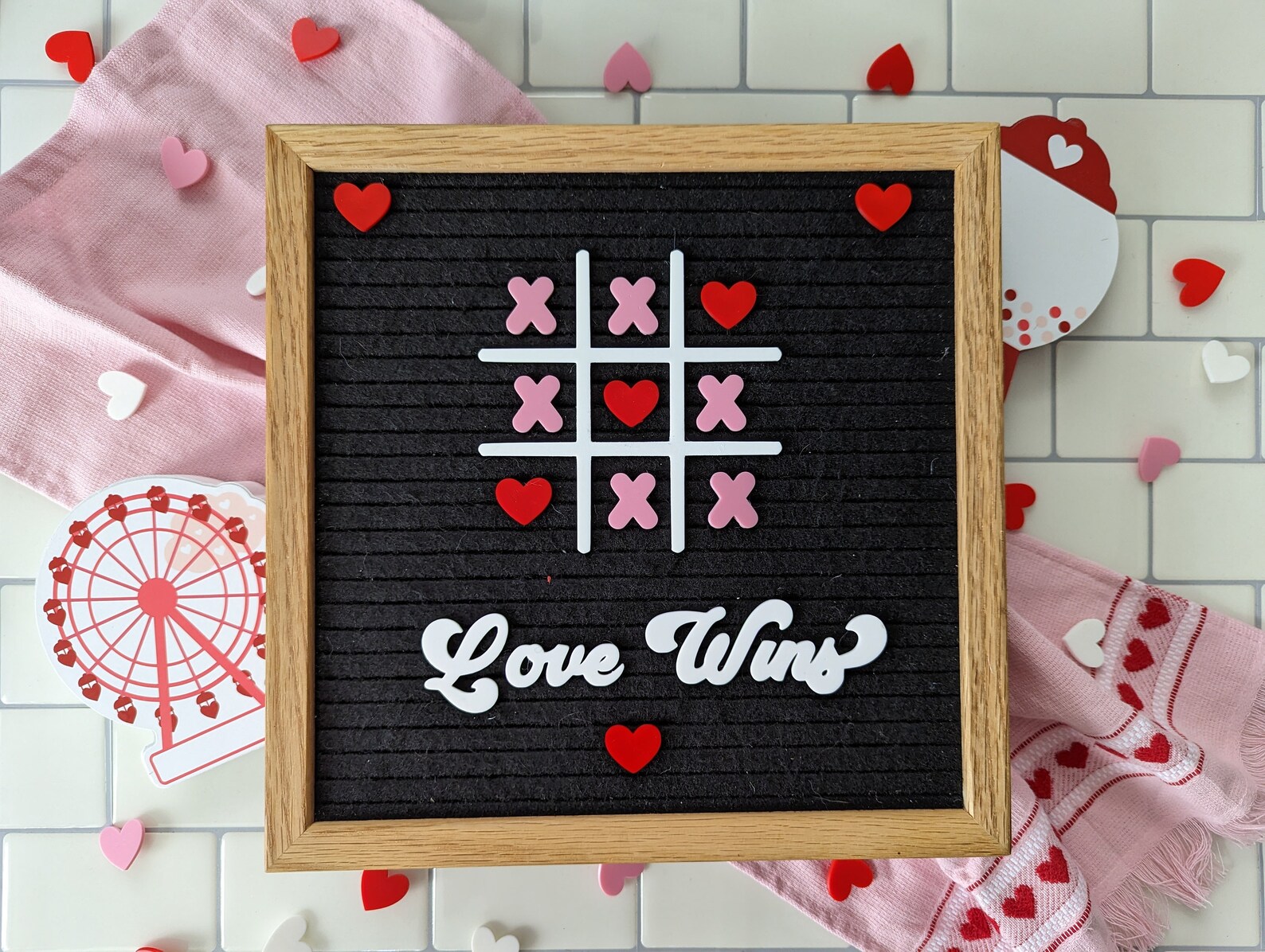 Tic-tac-toe Letter Board Icons Happy Valentine's Day Hugs and Kisses ...