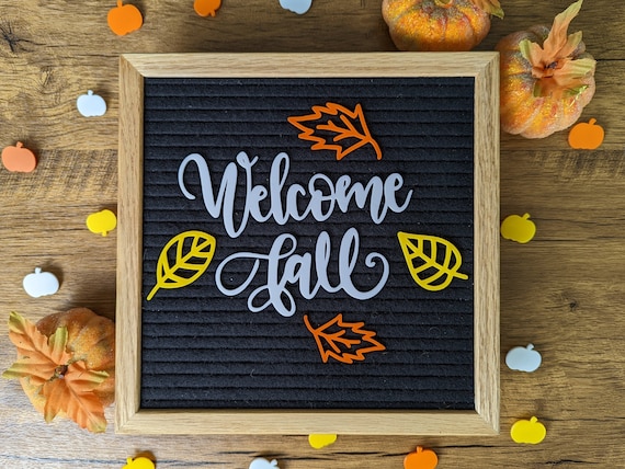 Welcome Fall Sign Letter Board Icons Falling Leaves Autumn - Etsy