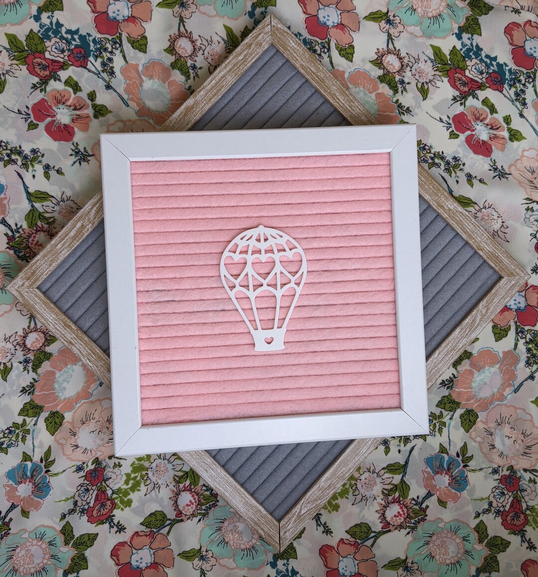 Hot Air Balloon Letter Board Icon - Happy Valentine's Day - Heart Blimp ...