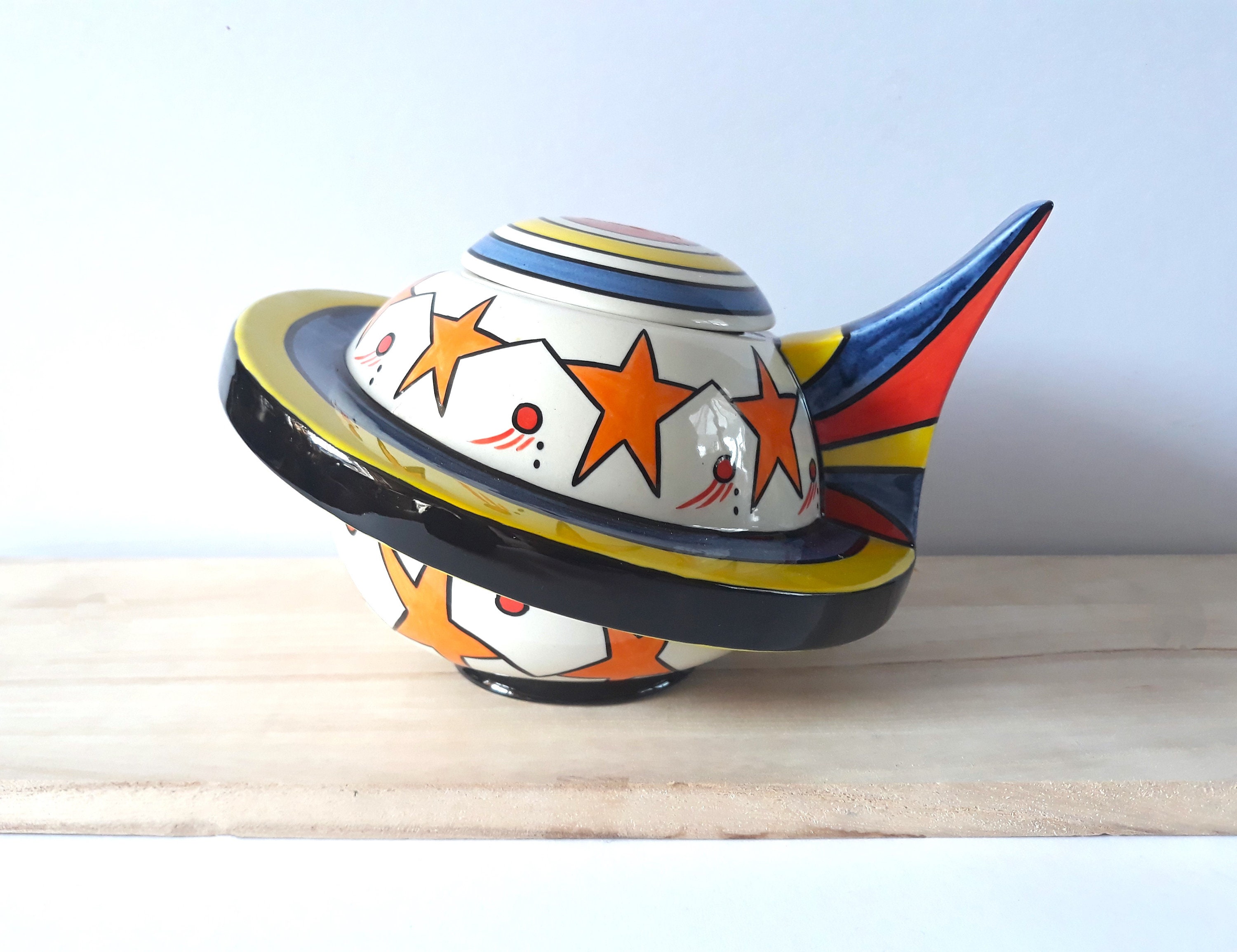 Lorna Bailey Pottery Teapot, Odyssey Space Design, Limited Edition, Old ...