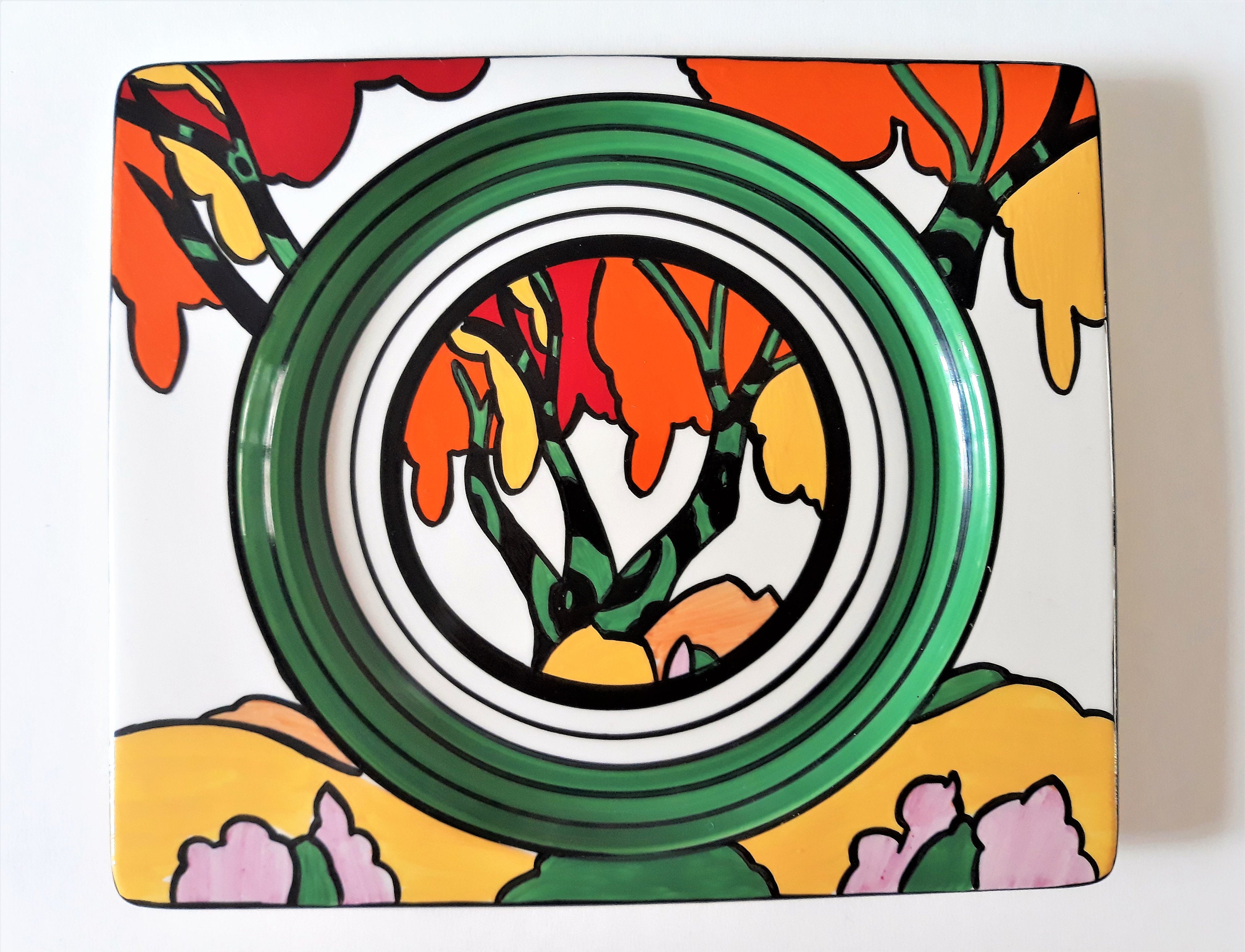 Clarice Cliff Wedgwood Plate, Honolulu Biarritz, Art Deco Style, 2000 ... Clarice Cliff Wedgwood Plate, Honolulu Biarritz, Art Deco Style, 2000 ...
