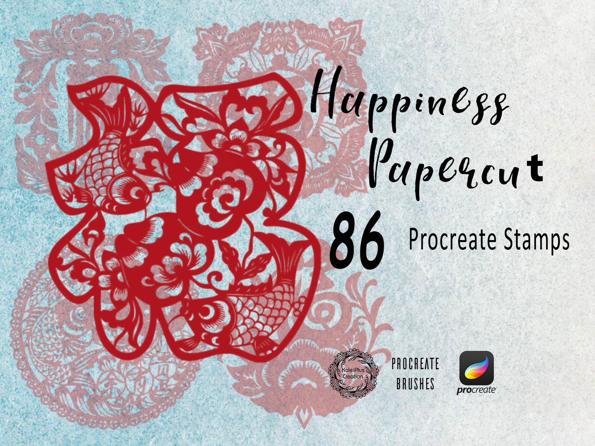 Papercut Procreate Stamps, Fu Happiness Stamps,chinese Characters ...