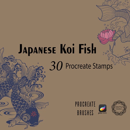 Japanese Koi Fish Procreate Stampskoi Carp Stamps Procreate - Etsy