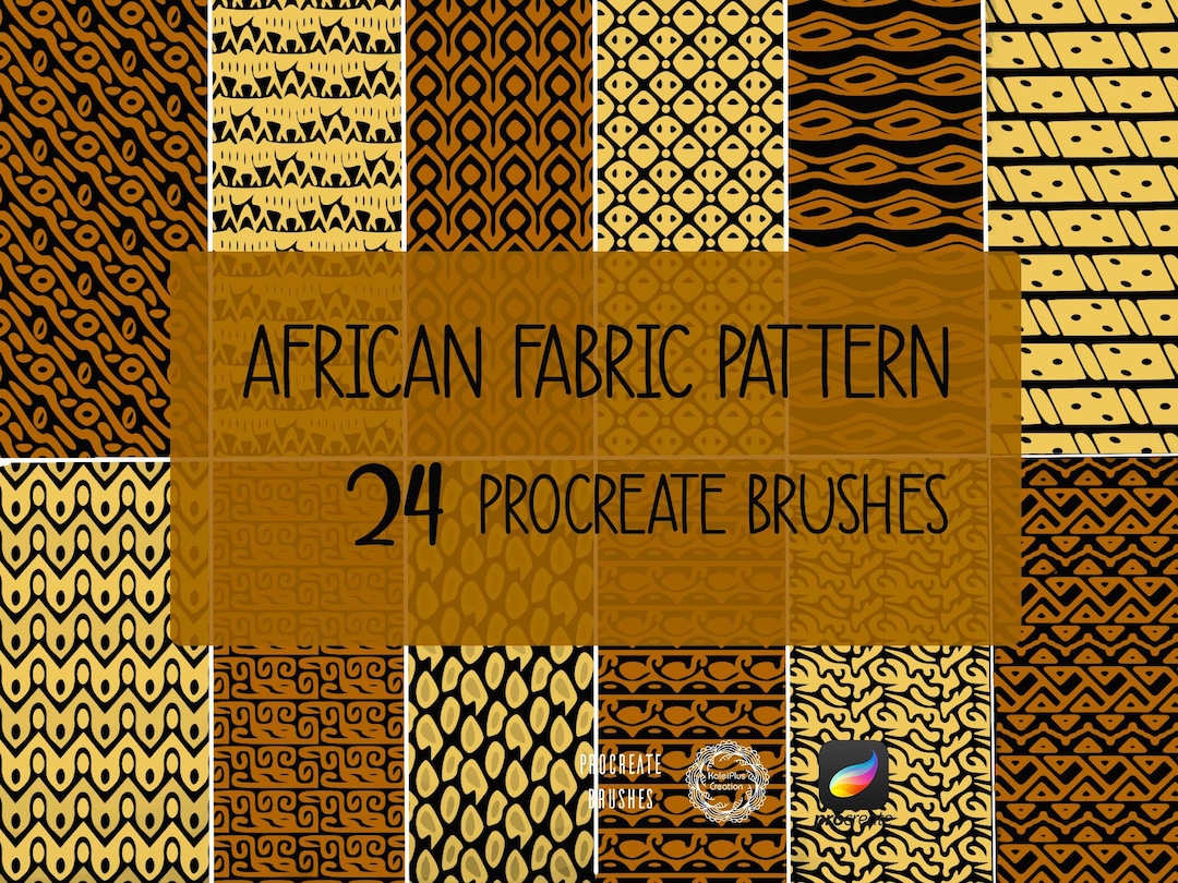African Fabric Print Procreate Brushes, African Style Seamless Pattern ...