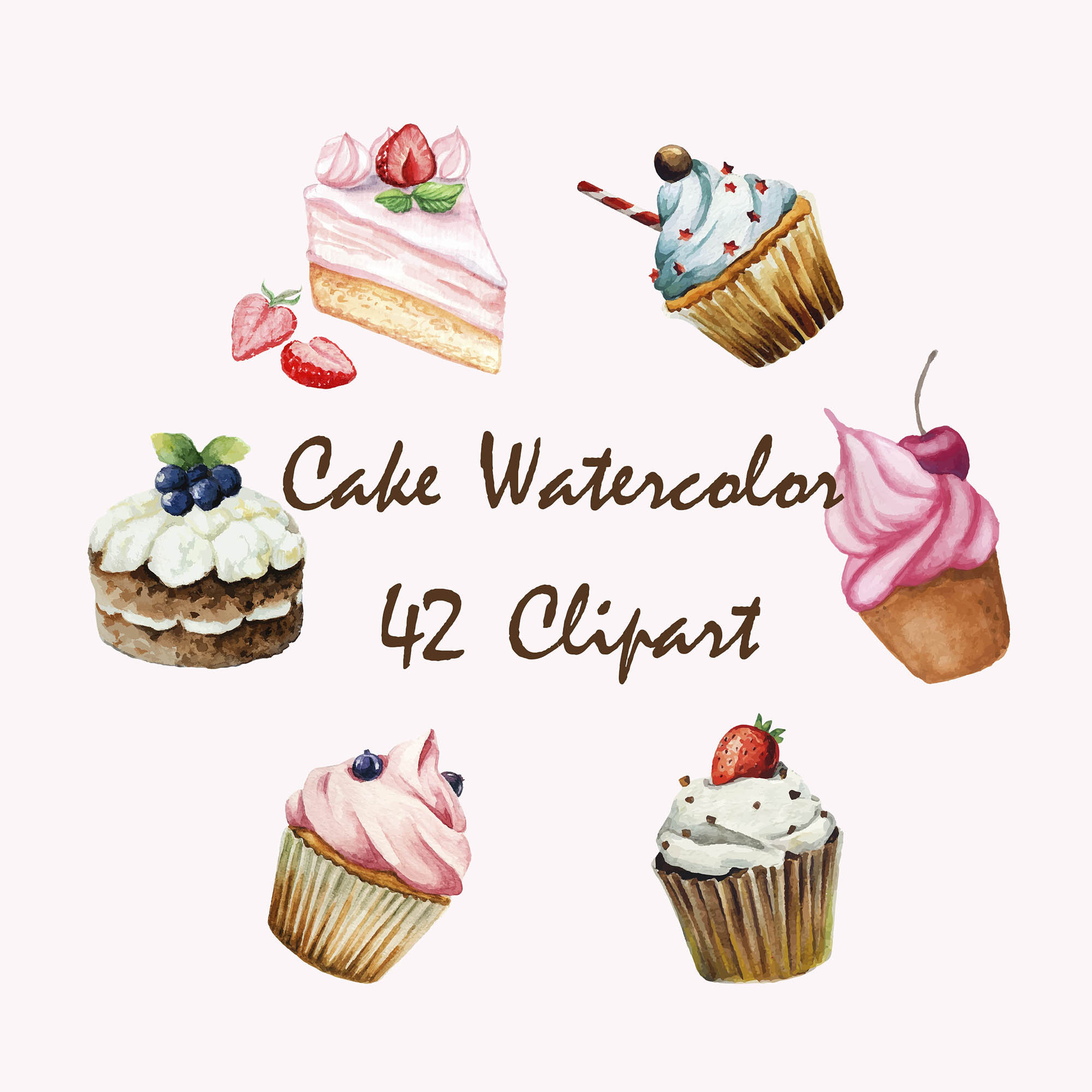 Cupcake Watercolor Clipart,watercolor Cake Clipart,pink Sweets Clip Art ...