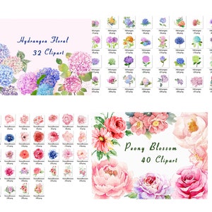 Flower Watercolor Clipart Design Bundle, Flower Clipart Collections ...