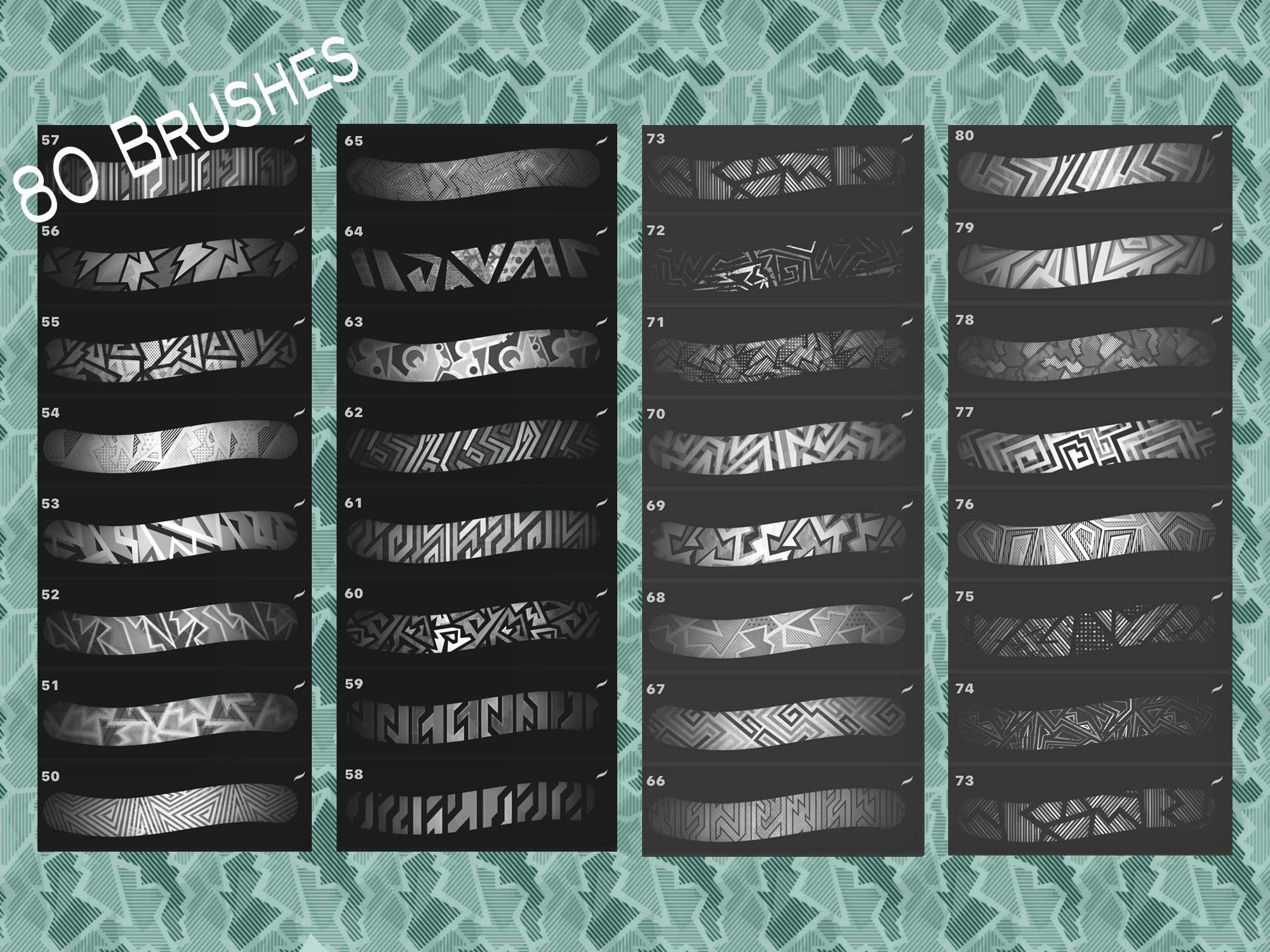 Seamless Procreate Graffiti Brushes, Doodle Shape Brushsets Pack ...