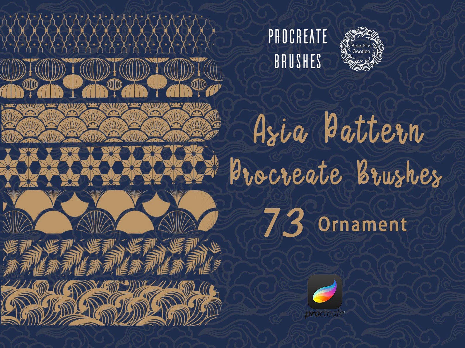 Asia Ornament Procreate Brushes,japan Thai China Vintage Pattern Brushsets Pack, Asia Deco ...