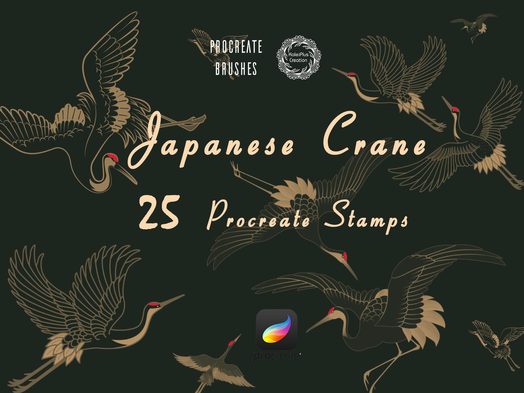 Japanese Crane Procreate Stampscrane Stamps - Etsy