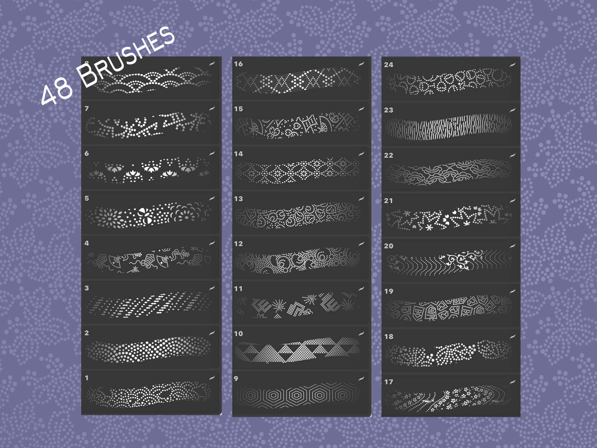 Dot Line Art Procreate Brushes, Ornament Linework Brushsets Pack ...