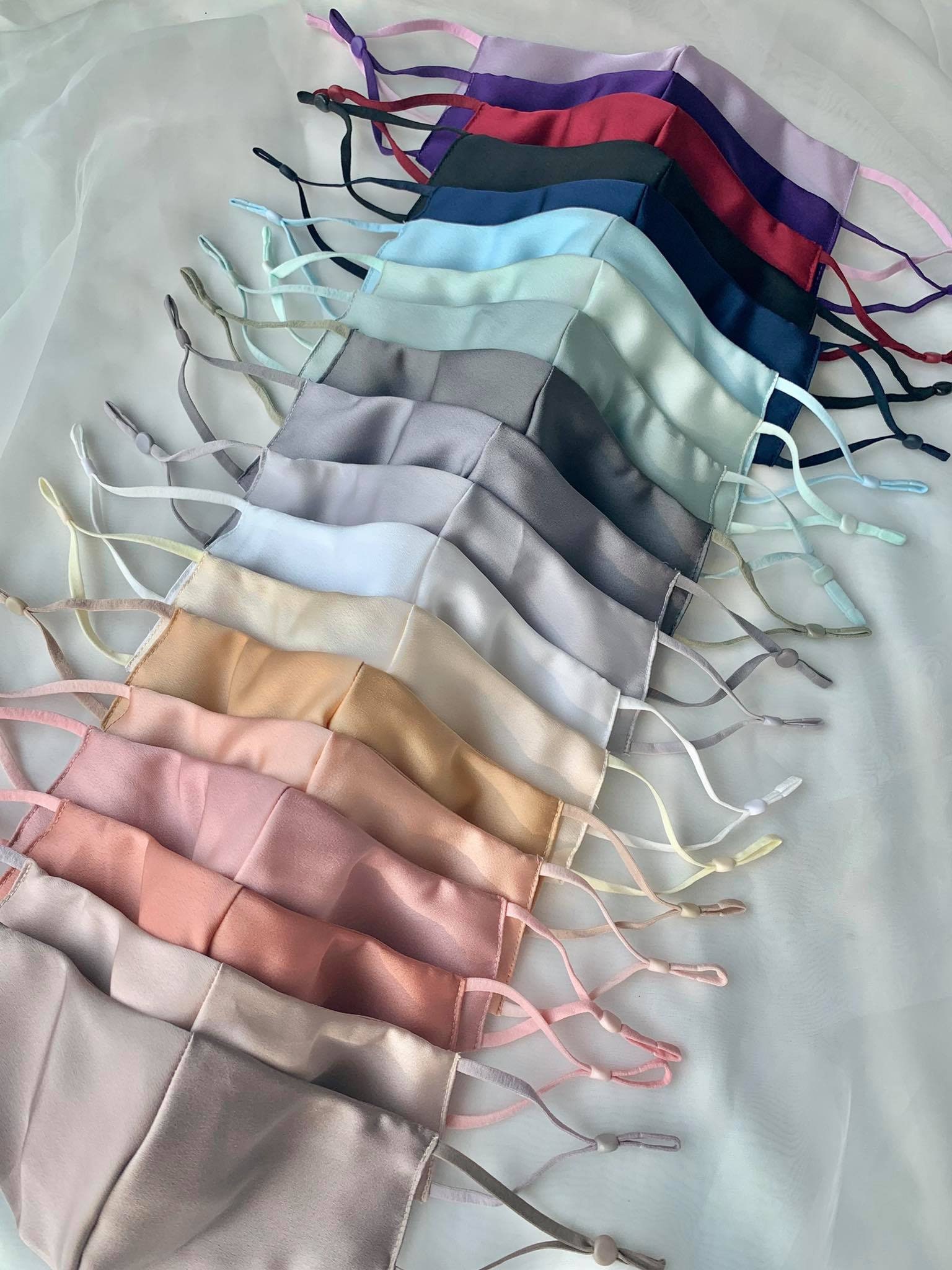 Silk Satin Face Mask With Adjustable Ear Loops | Etsy