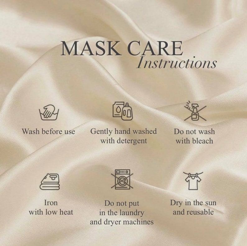 Silk Satin Face Mask With Adjustable Ear Loops | Etsy