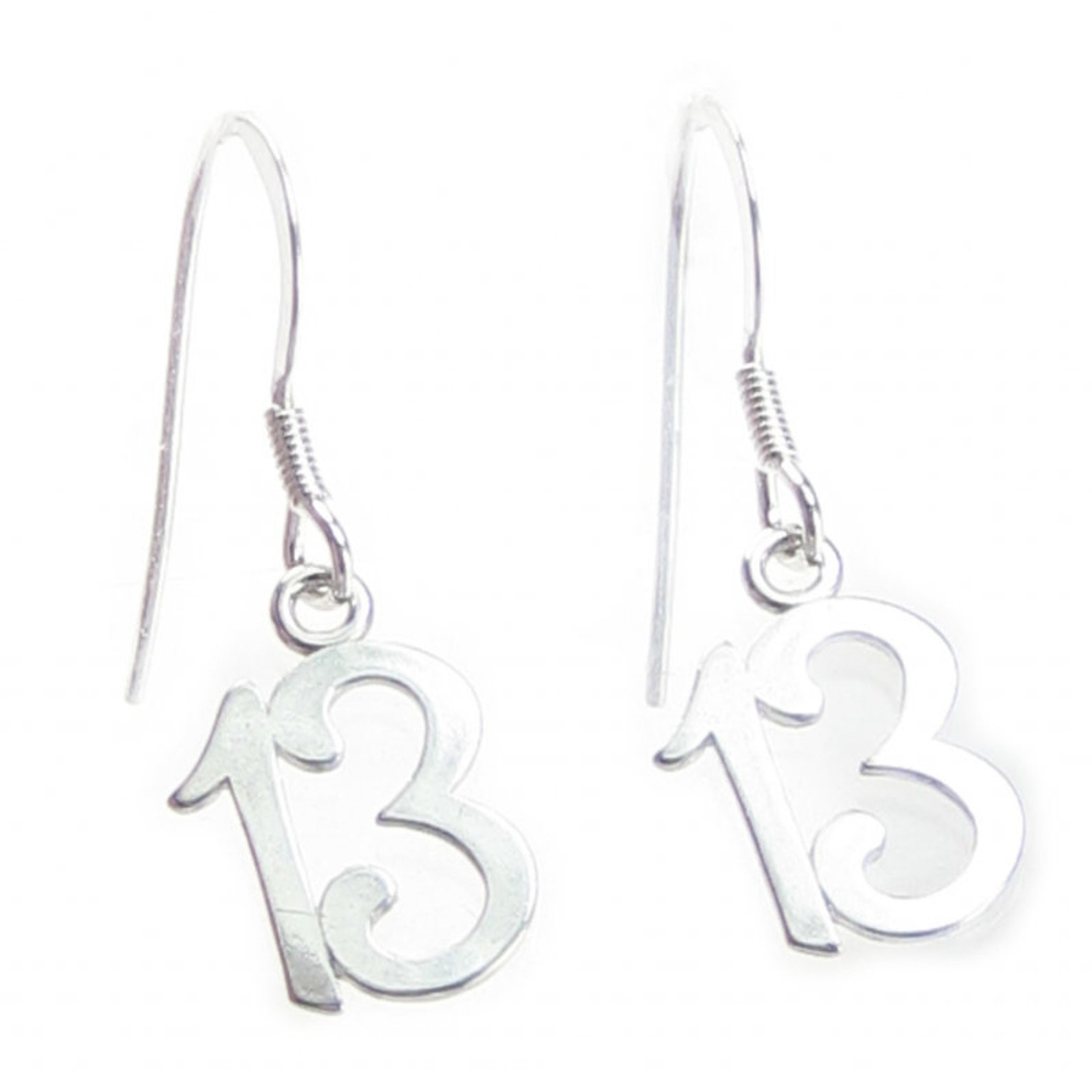 13th Birthday Sterling Silver Earrings .925 X1 Thirteen - Etsy UK