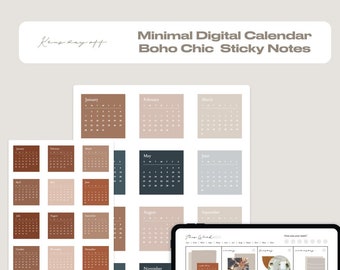 Digital Calendar Sticky Notes 2025 | Minimal Aesthetic Digital ...