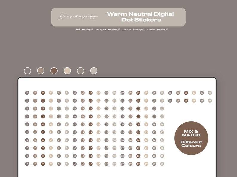 Neutral Dot Numbers Dot Letters Digital Stickers | Stickers PNG for ...