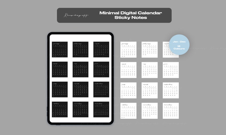 Digital Calendar Sticky Notes 2025 | Minimal Aesthetic Digital ...