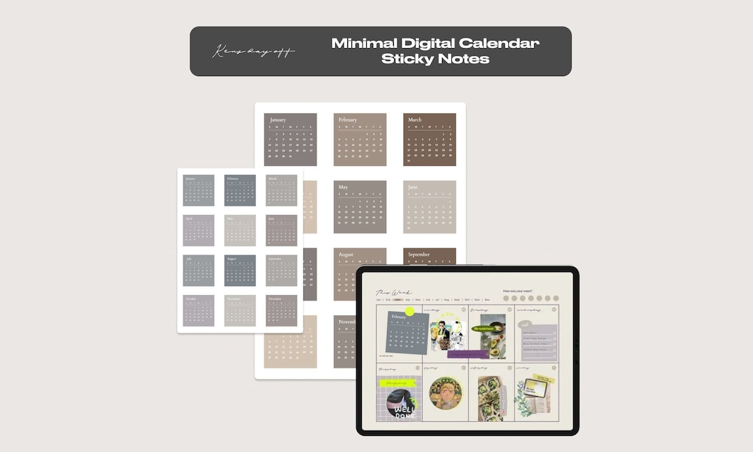2025 Calendar Sticky Notes for Digital Planner Neutral Tones Digital ...