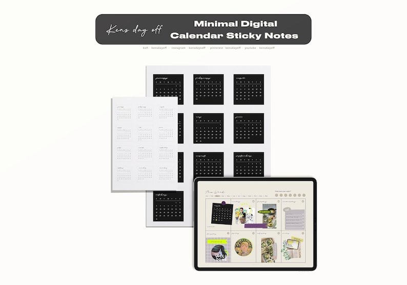 Digital Calendar Sticky Notes 2025 | Minimal Aesthetic Digital ...
