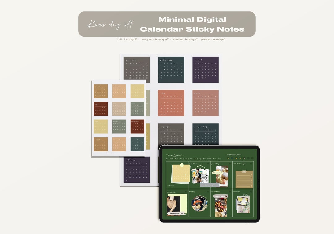 2025 Calendar Sticky Notes | Fall Tones Digital Planner Stickers ...