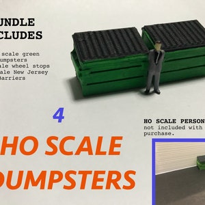 1:87 Green Dumpsters Concrete, Wheel Stops & New Jersey Barriers(ho ...