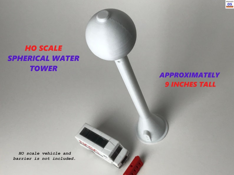 9 Inch Tall Water Tower (spherical Shaped) HO SCALE (1:87 Scale) White ...