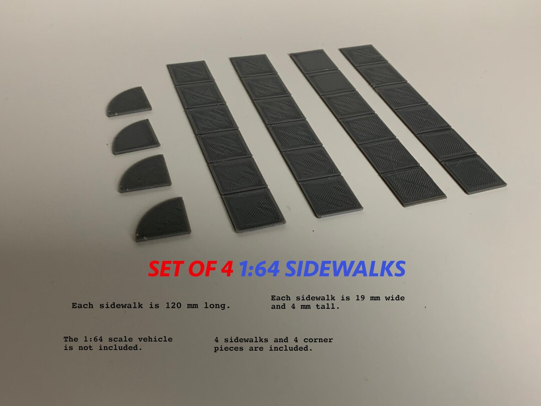 1/64 Scale Grey Sidewalks (S Scale) (city or Town Diorama) Set of Four ...